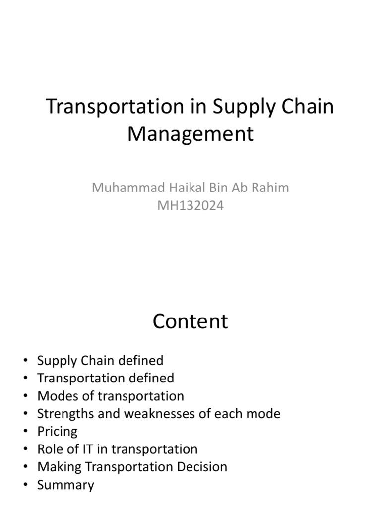 Transportation SCM | PDF | Supply Chain | Transport