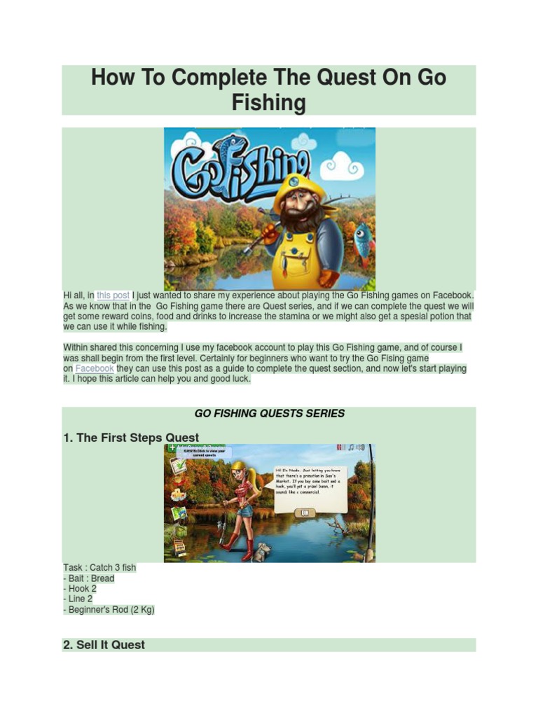 How To Complete The Quest On Go Fishing | PDF | Fishing Rod | Fishing ...