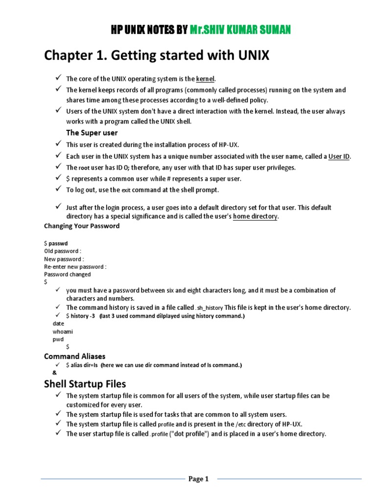 Chapter 1. Getting Started With UNIX: HP Unix HP Unix HP Unix HP Unix ...