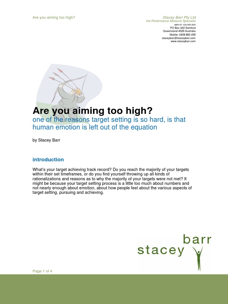 Target Setting - Stacey Barr | PDF | Goal | Emotions