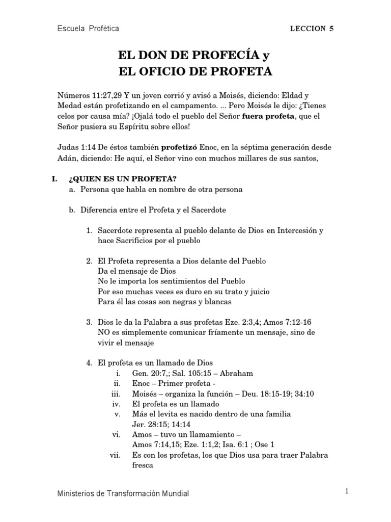 Leccion 05 Profeca Vs Profeta | PDF | Profeta | Profecía