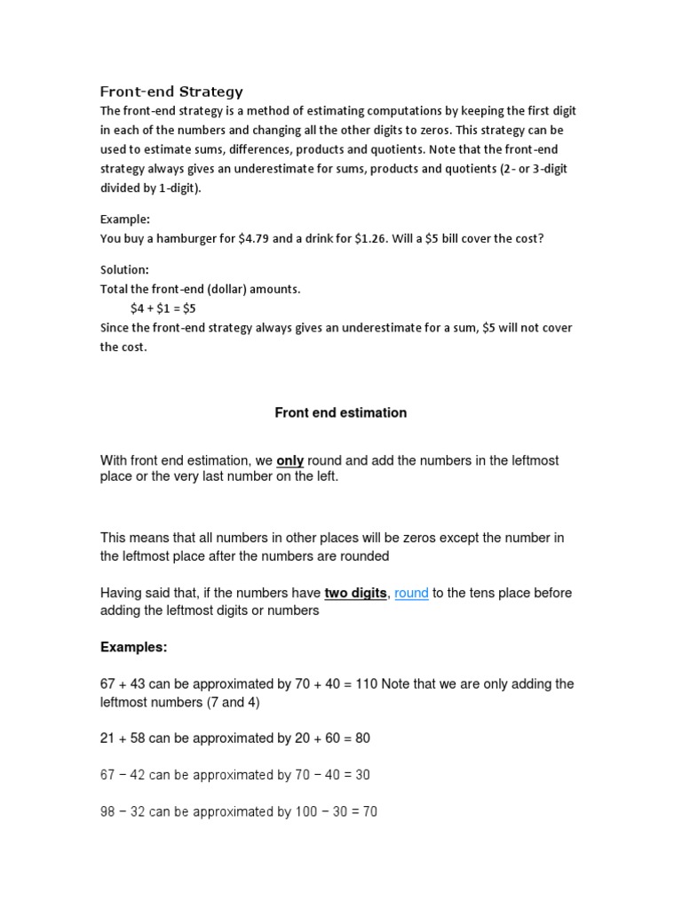 Front End Strategy | PDF | Mathematical Problem Solving | Teaching ...