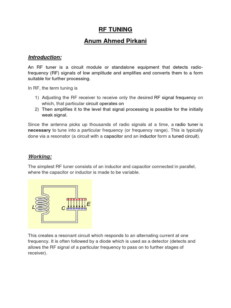 RF Tuning | PDF | Inductor | Radio Frequency