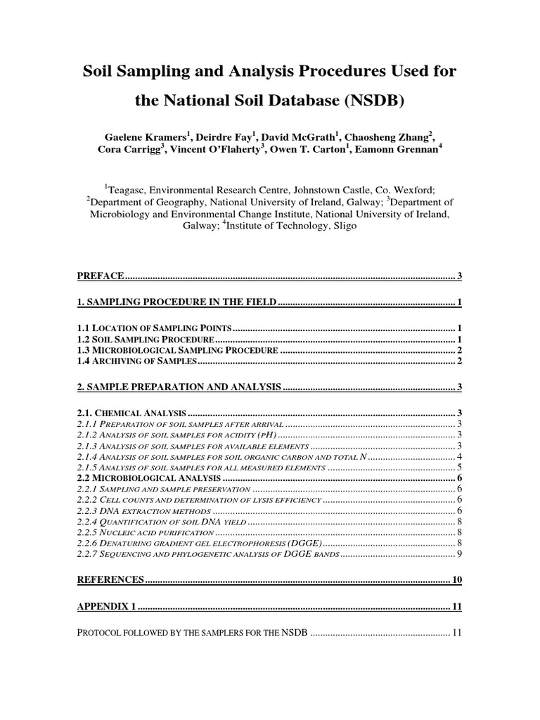 NSDB - Sampling - Analysis - Manual (Soil Sampling and Analysis Procedures Used For NSDB) | PDF ...