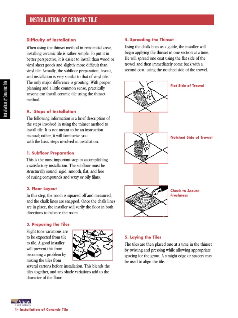 Ceramic Tile Installation Guide | PDF | Home & Garden