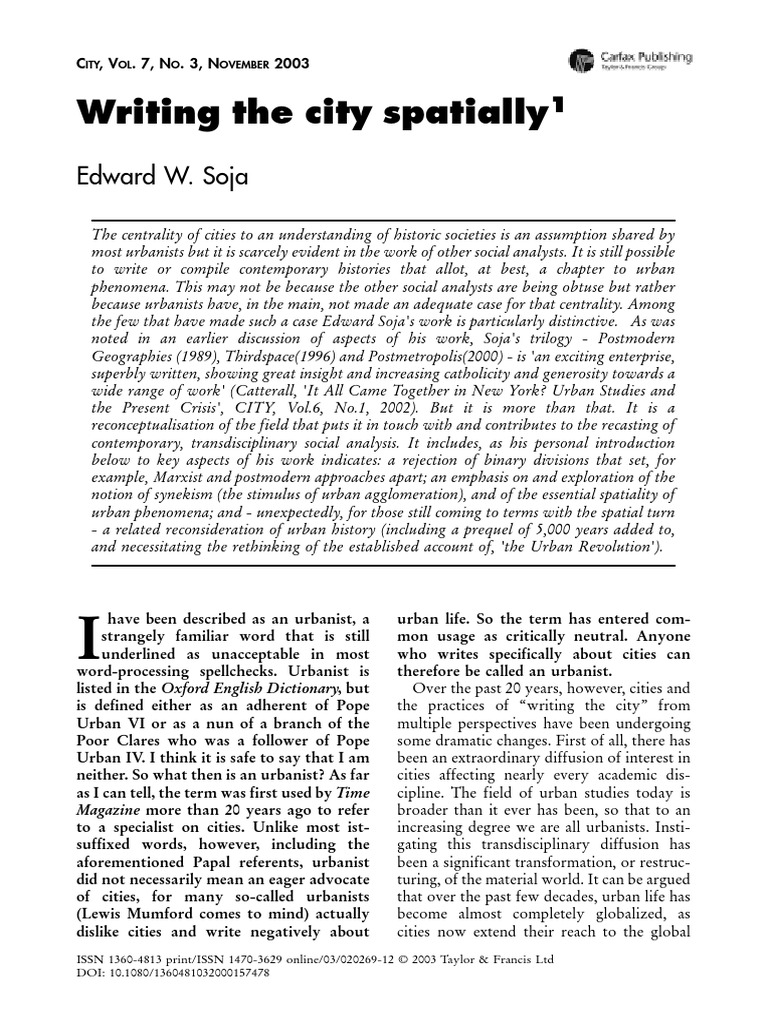 Writing The City Spatially | Download Free PDF | Capitalism | Postmodernism