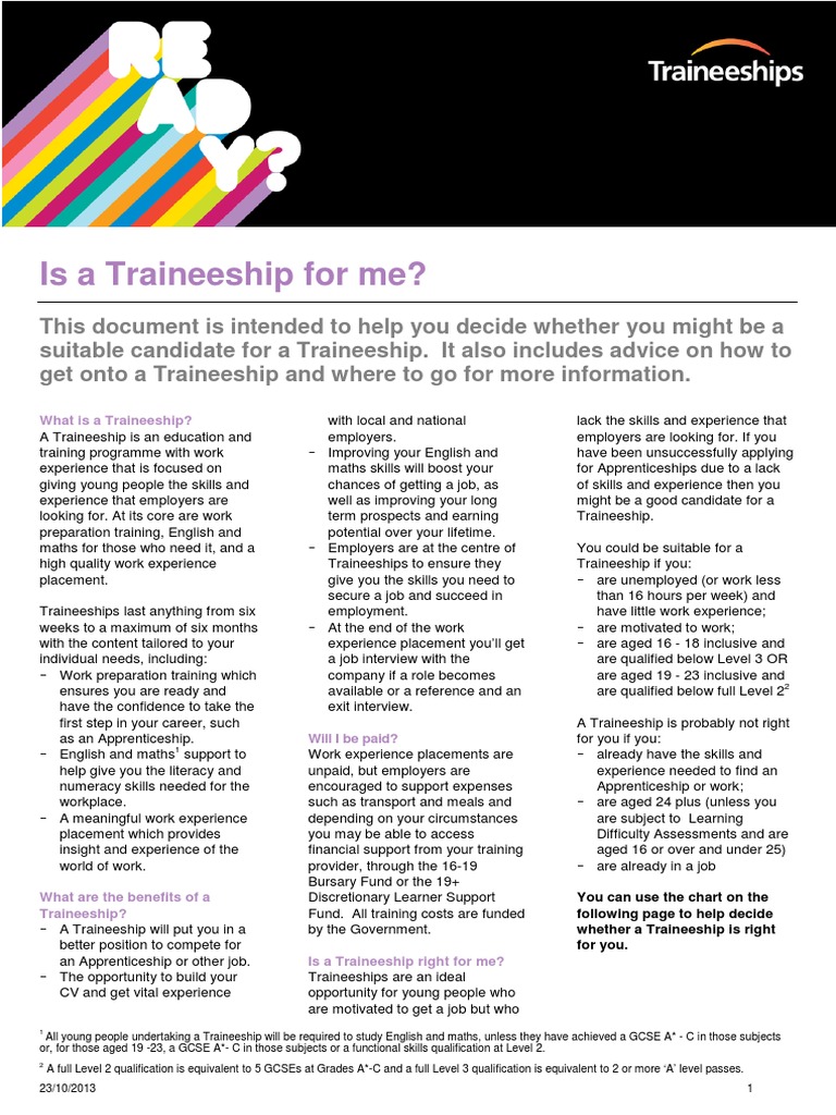What Is A Traineeship? | PDF | Apprenticeship | Learning