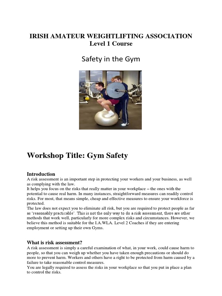 7 Gym Safety Handout Notes) | PDF | Risk | Screw