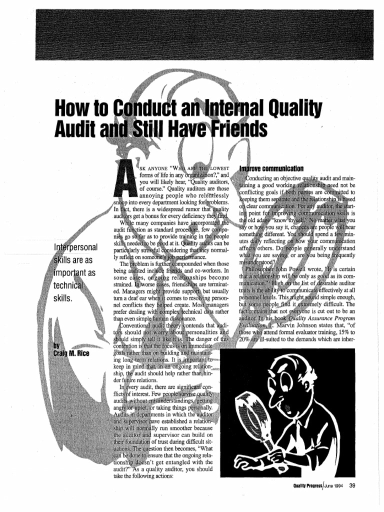 How To Conduct An Internal Quality Audit and Still Have Friends | PDF ...
