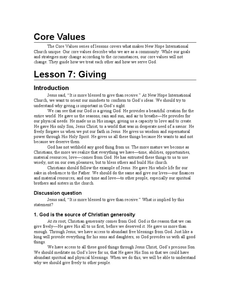 Importance of Generosity in Faith | PDF | Gospel Of Matthew | Jesus