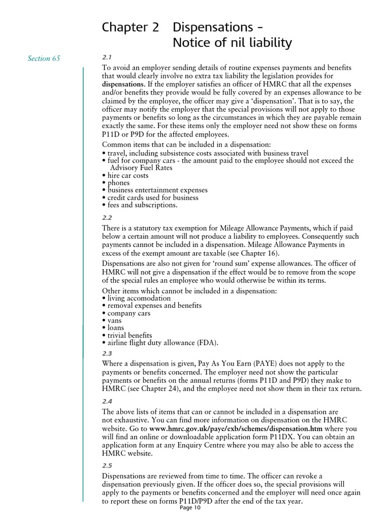 Chapter 2 Dispensations - Notice of Nil Liability | PDF | Expense | Employment