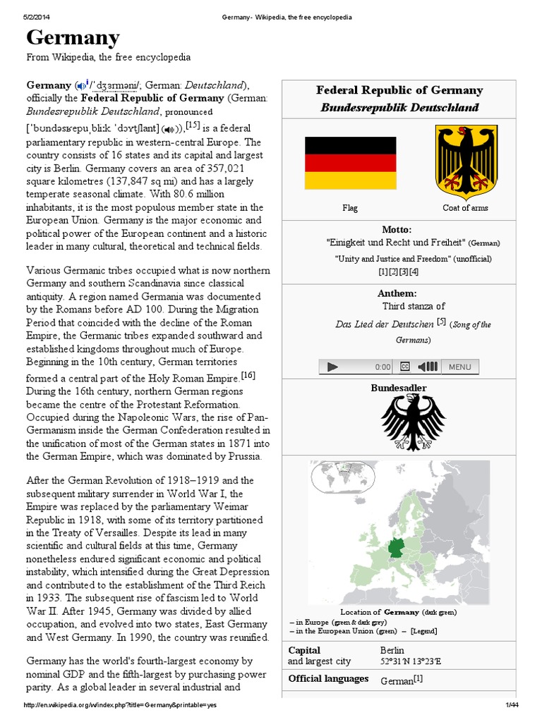 Germany - Wikipedia, The Free Encyclopedia | PDF | East Germany | Germany