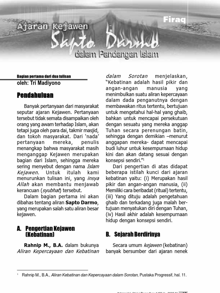 Memahami Ajaran Sapto Darmo dalam Kejawen | PDF