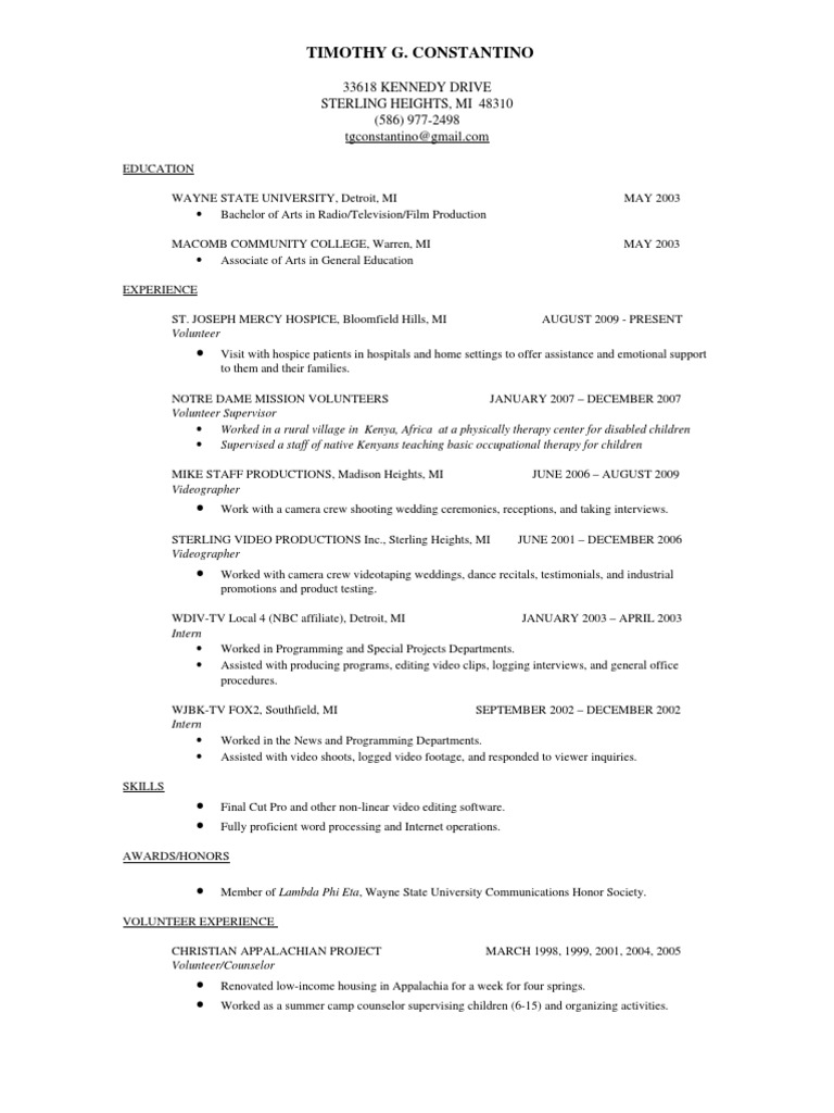 Timothy Constantino's Resume Summary | PDF | Social Science