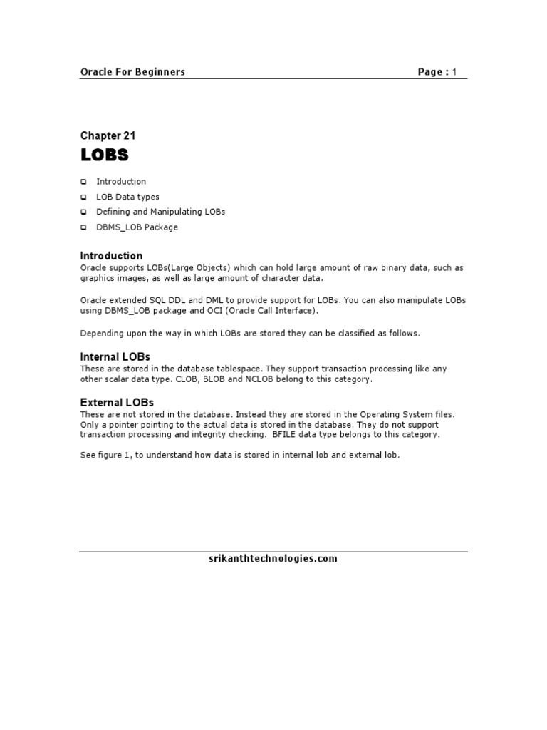 Lobs | PDF | Oracle Database | Table (Database)