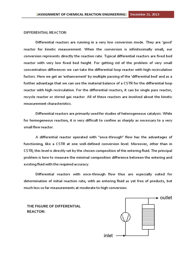 Differential Reactor Overview and Applications | PDF | Chemical Reactor ...