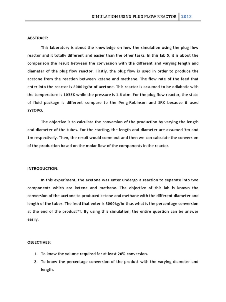 Simulation Using PFR (Aspen Plus) | PDF | Chemical Reactor | Enthalpy