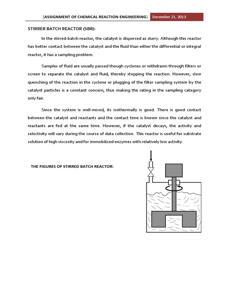 Stirrer Batch Reactor | PDF | Chemical Reactor | Chemical Engineering