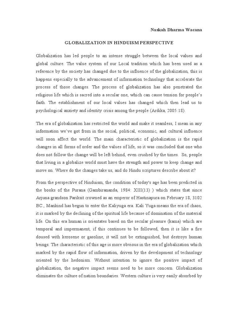 Globalization in Hinduism Perspective | PDF | Dharma | Globalization
