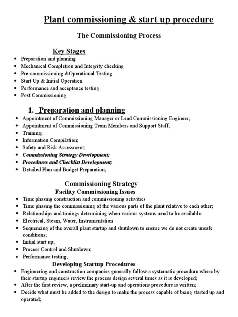 Commissioning Procedure | Steam | Tech Start Ups