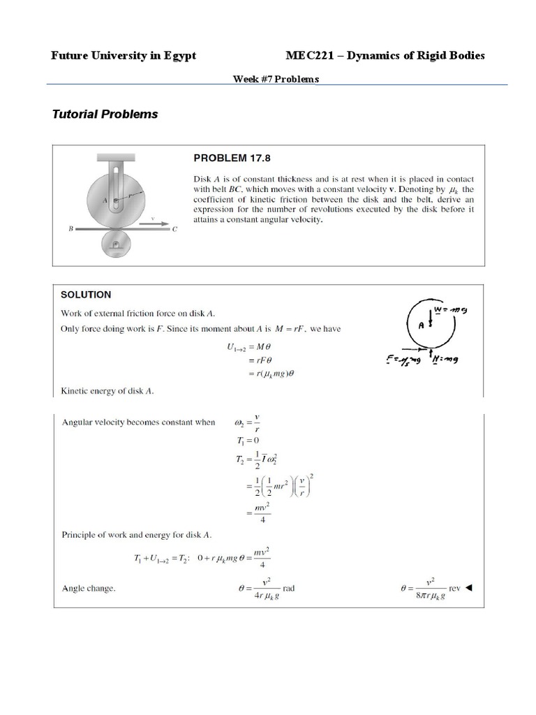 MEC221 Week 7 Dynamics Problems | PDF