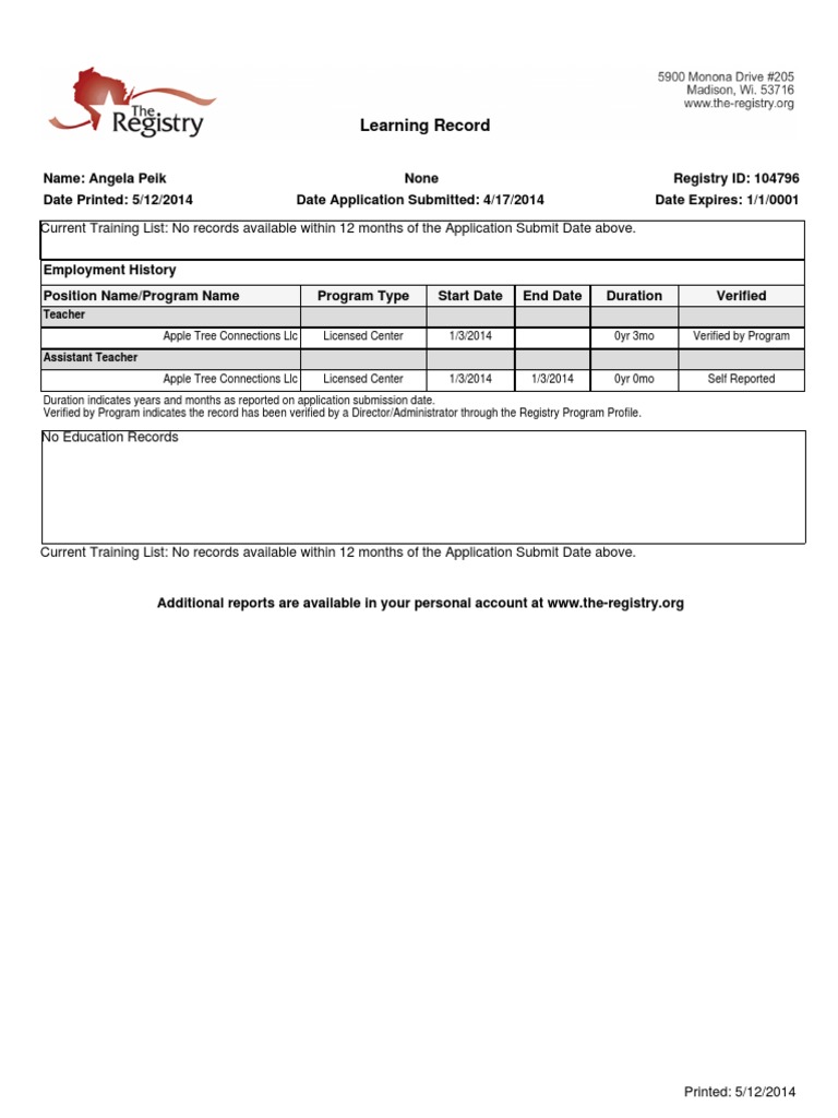 Wisconsin Registry | PDF
