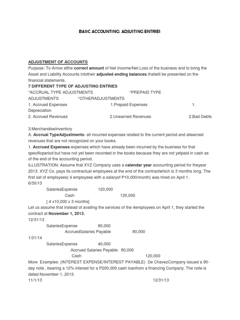 Basic Accounting: Adjusting Entries: Adjustment of Accounts Correct ...