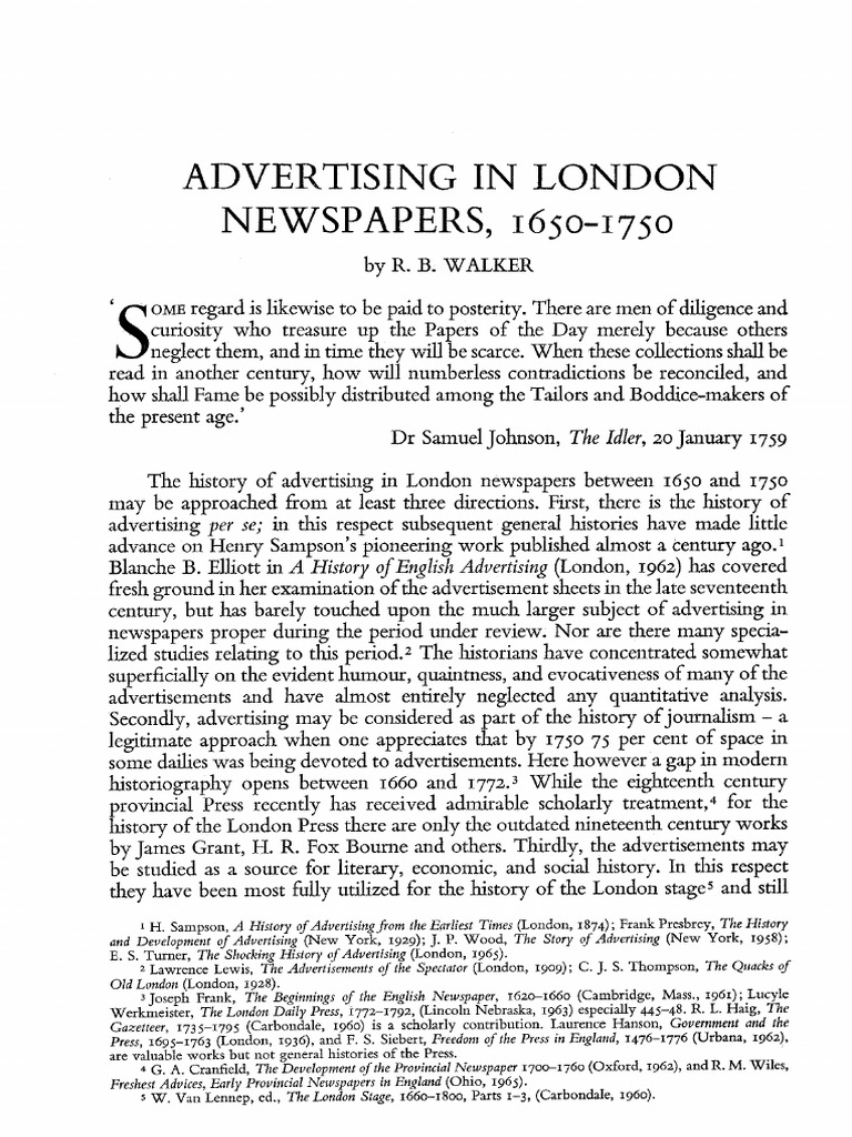 Advertising in London Newspapers 1650-1750 | Newspapers | Advertising