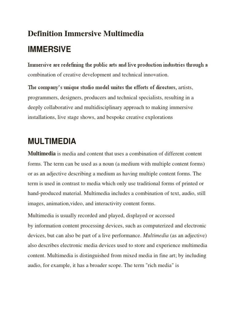 What Is Immersive Multimedia | PDF | Multimedia | Mass Media