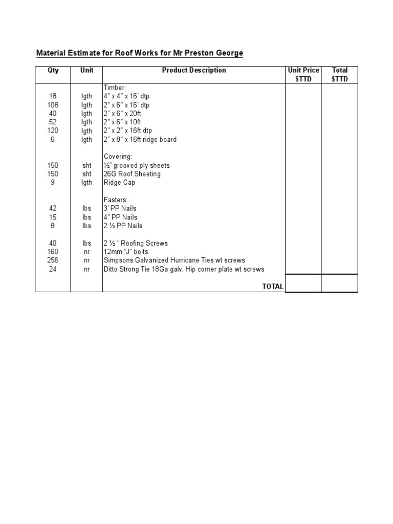 Preston George Roof | PDF | Building Engineering | Components