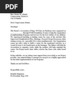 A sample Letter of Request for Road Construction
