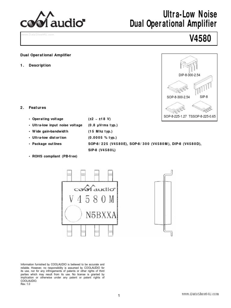 Ultra-Low Noise Dual Operational Amplifier | PDF | Amplifier | Operational Amplifier