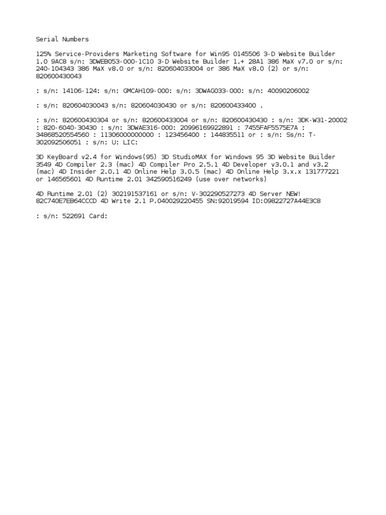All Softwares Serial Numbers | PDF | Microsoft Office | X86 Architecture