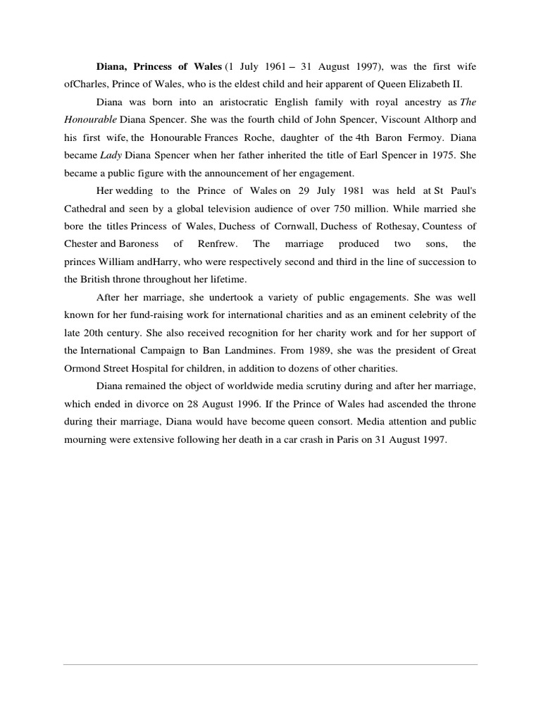 Princess Diana | PDF | Diana | Elizabeth Ii