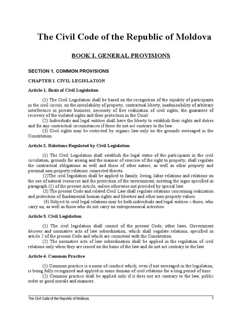 The Civil Code of The Republic of Moldova ENG | PDF | Legal Guardian ...