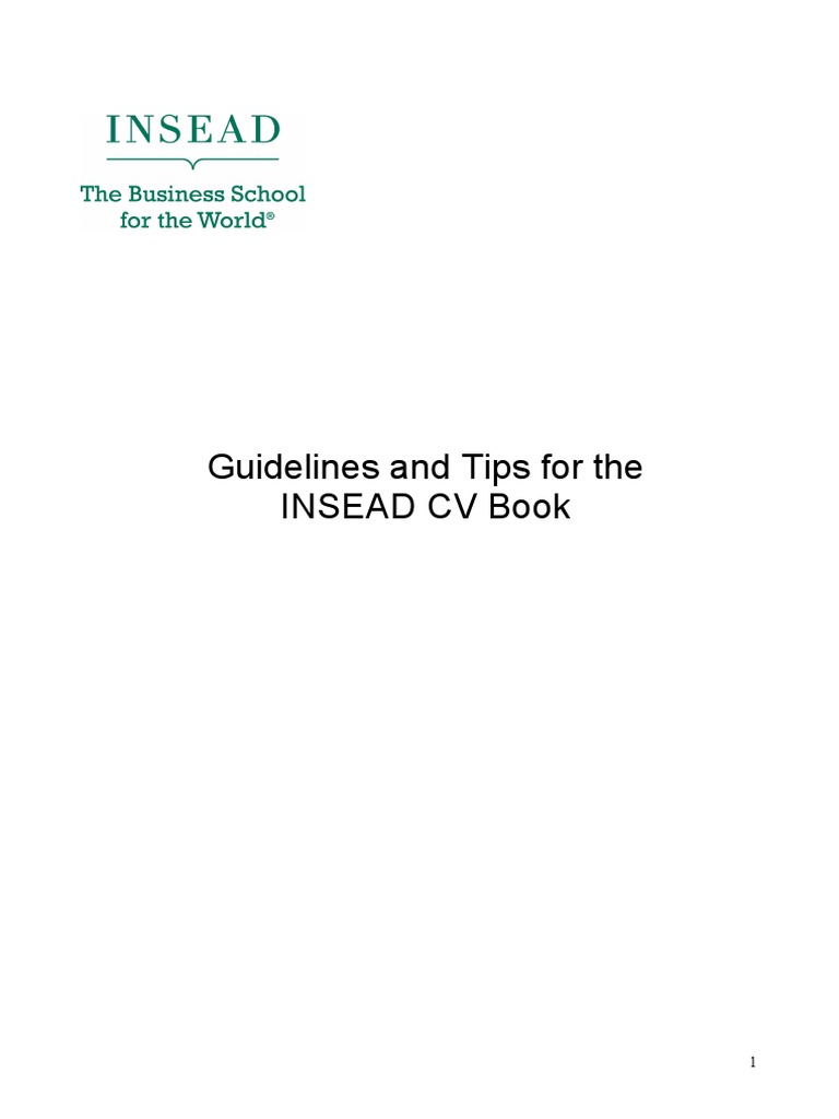 Guidelines and Tips For The Insead CV Book | Download Free PDF ...