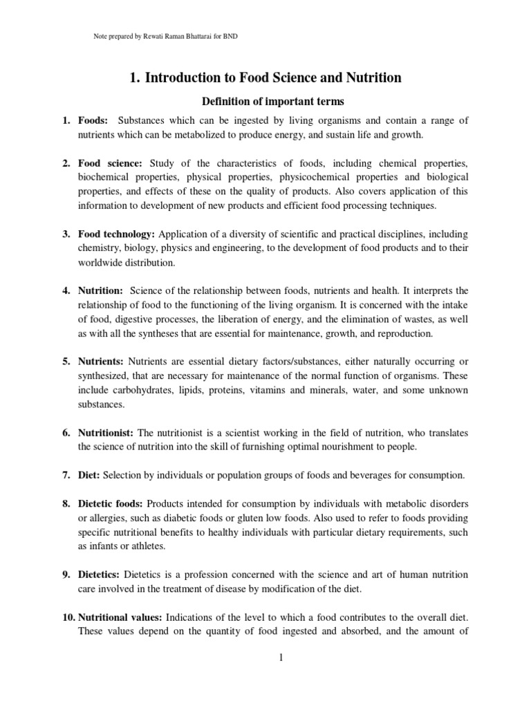 Introduction To Food Science and Nutrition BND | PDF | Dietitian ...