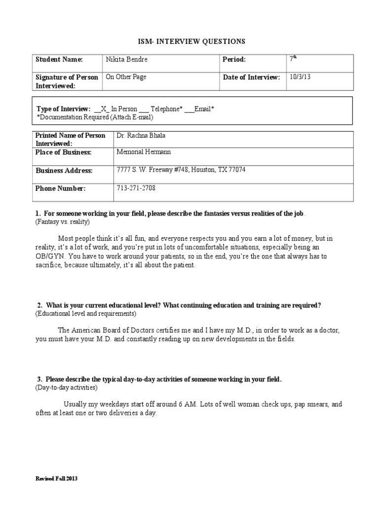 Ism Mentor Interview | PDF