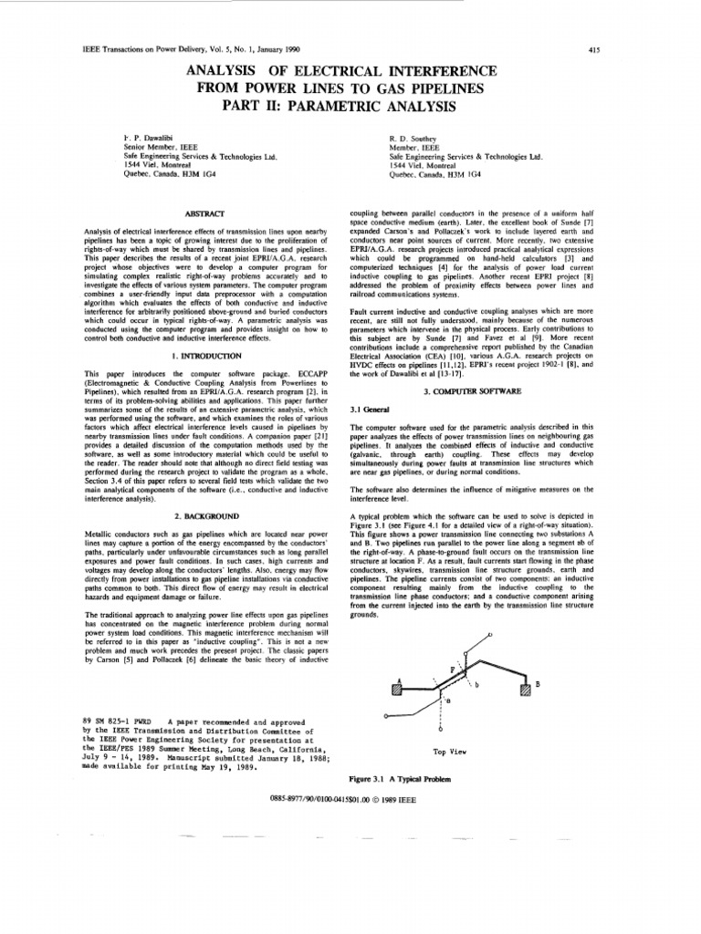 Analysis of Electrical Interference From Power Lines To Gas Pipelines Part 11: Parametric ...