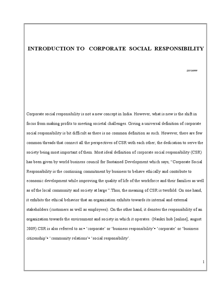 Introduction To Corporate Social Responsibility | PDF | Corporate ...