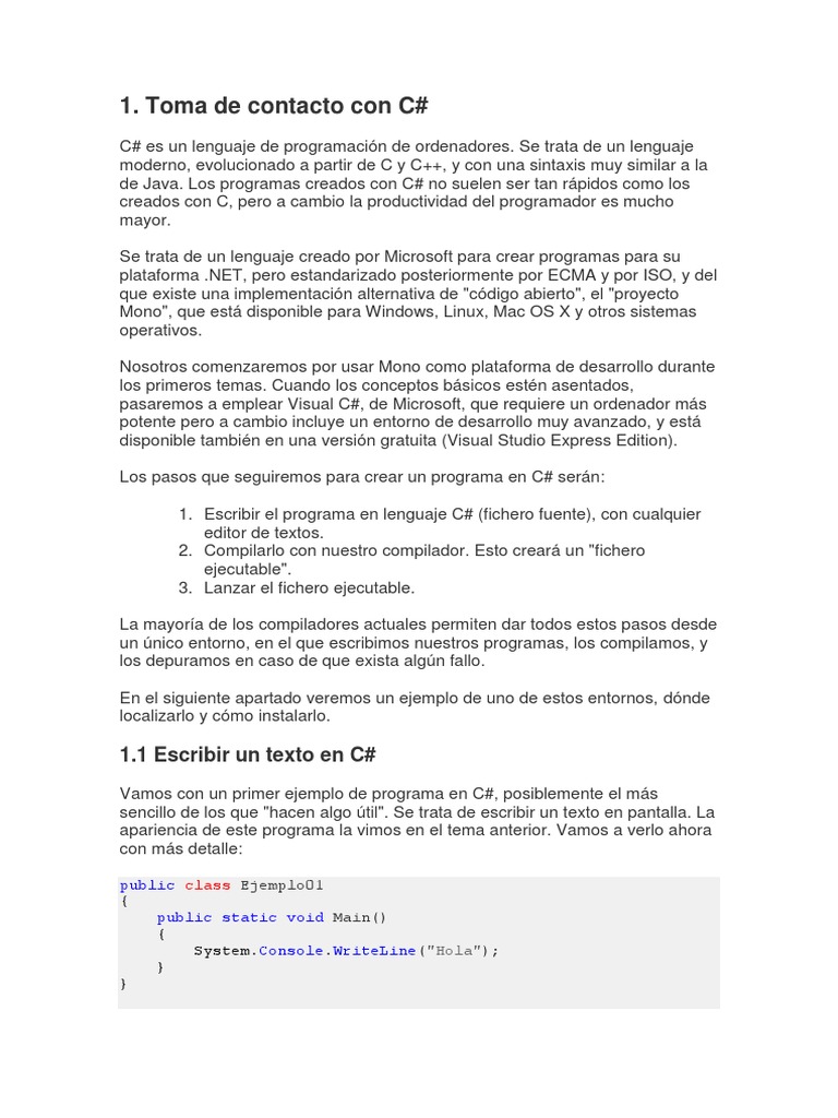 Imprimir C# | PDF | C Sharp (lenguaje de programación) | Comillas