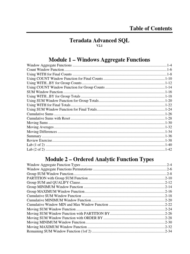 25966-TD Adv SQL-V2.1 | PDF | Information Retrieval | Data Management