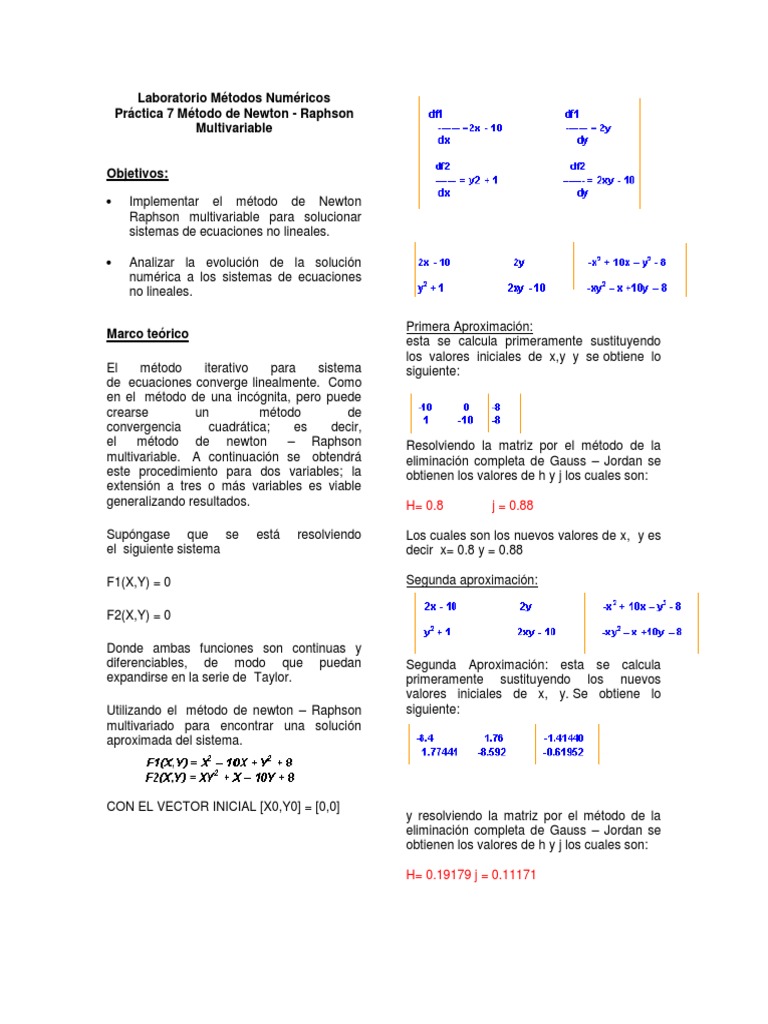 Método de Newton-Raphson Multivariable | PDF | Ecuaciones | Ciencia ...