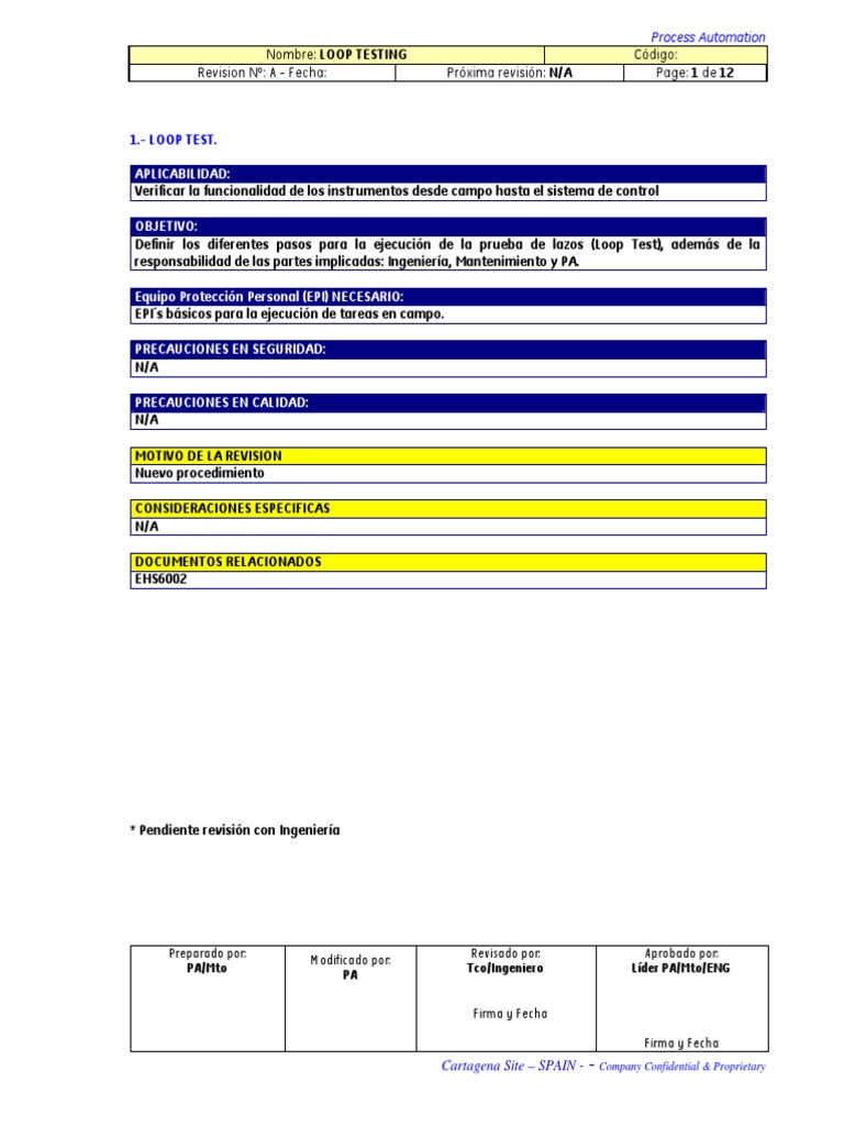 Procedimiento Loop Checking | PDF | Ingeniería | Ingenieria Eléctrica