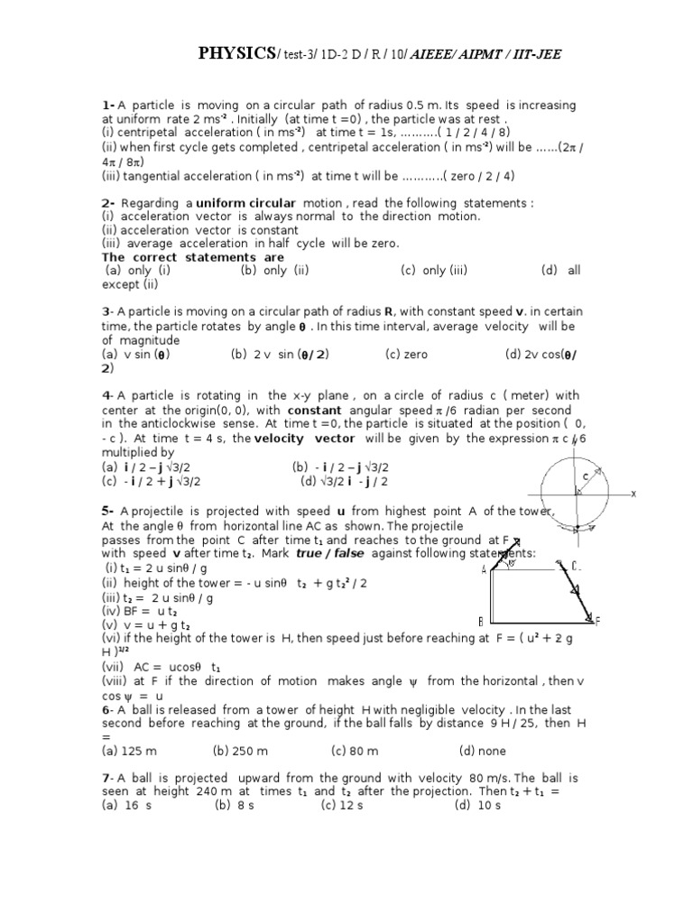 QUIZ Physics 1d 2d Kinematics | Download Free PDF | Acceleration ...