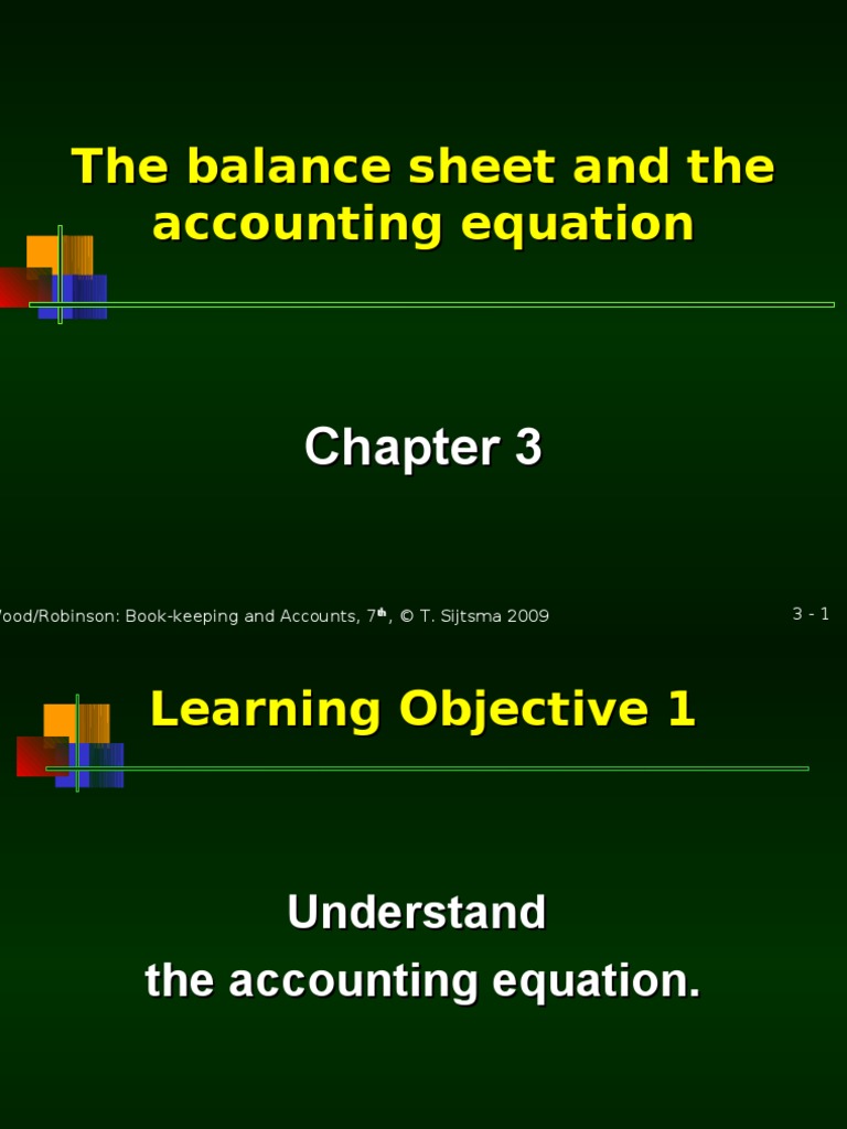 Chapter 3 The Balance Sheet and The Accounting Equation | PDF | Balance ...