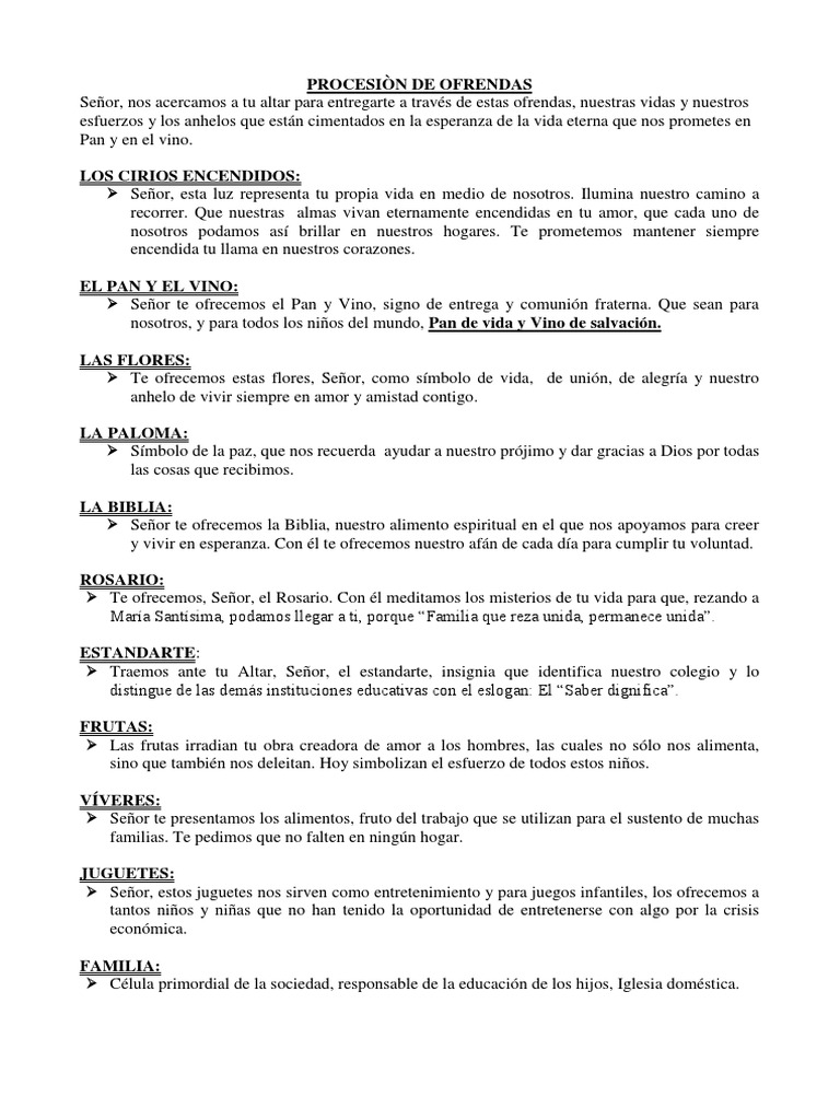 Presentacion de Ofrendas | PDF | Amor | eucaristía