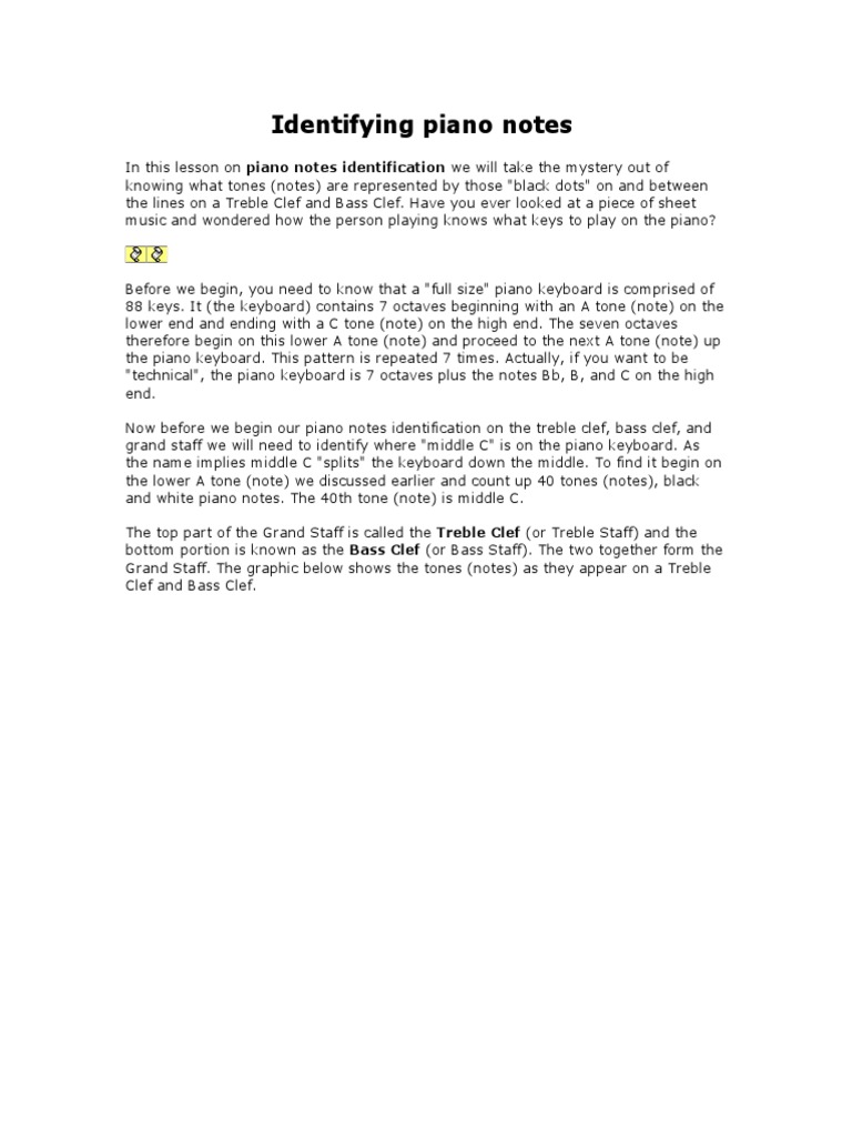 Identifying Piano Notes | PDF | Clef | Sound