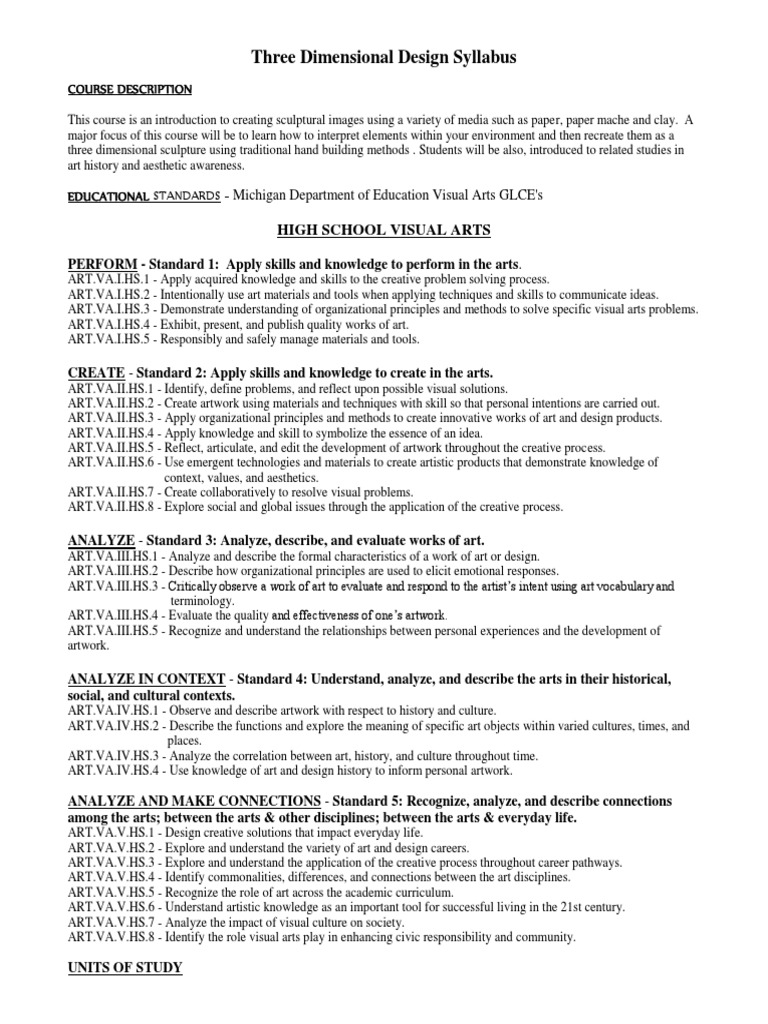3d Syllabus 13-14 3rd Tri | PDF | Works Of Art | Design