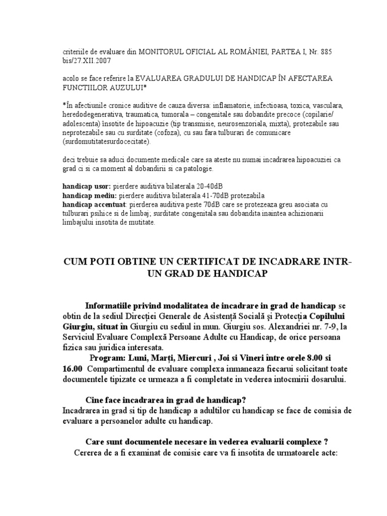 Cum Poti Obtine Un Certificat de Incadrare Intr-Un Grad de Handicap ...